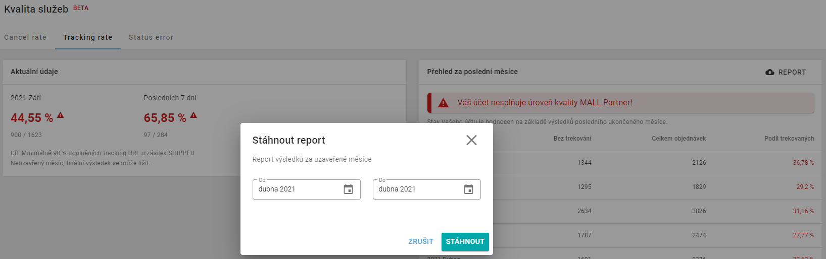 Tracking rate – Doplnění tracking údajů k objednávkám – MALL Partner ...